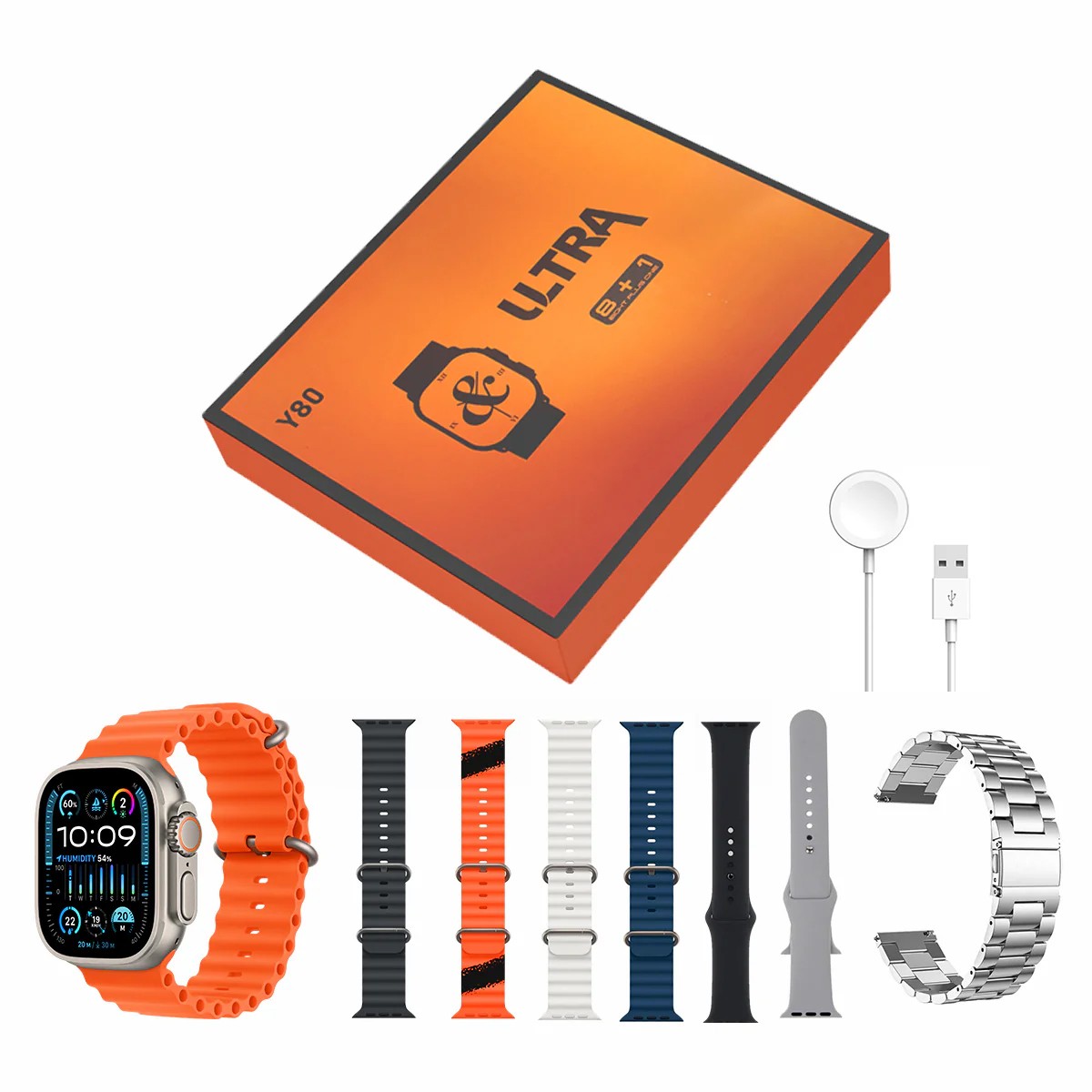 Y80 Ultra Smartwatch With 8 Strap